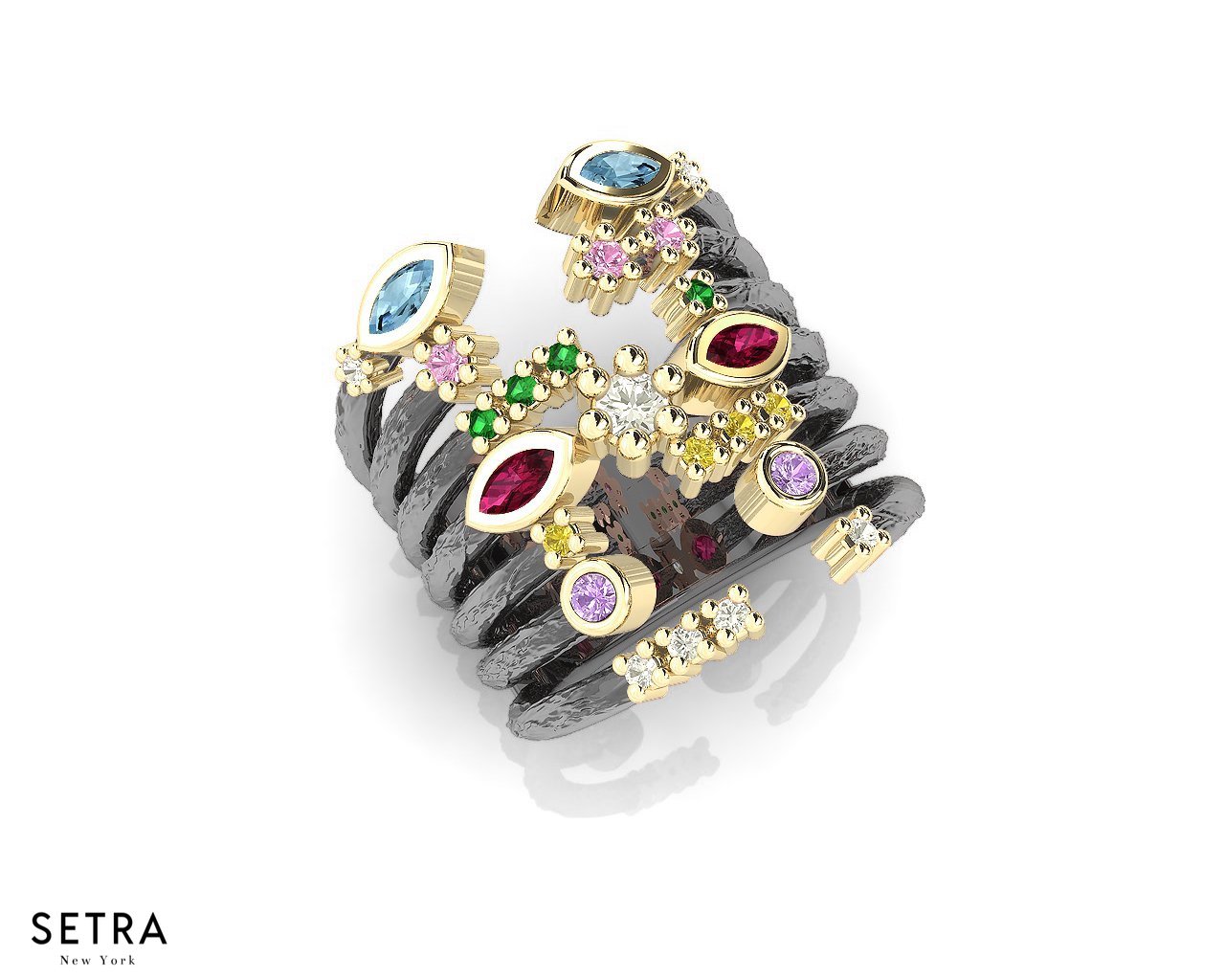 Collections Thai Splash Captivate 14kt Fine Rose Gold Multi-Color Gem ...