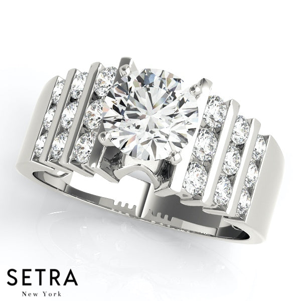 Multi Row Diamond Engagement Ring 14kt Gold – Setra New York